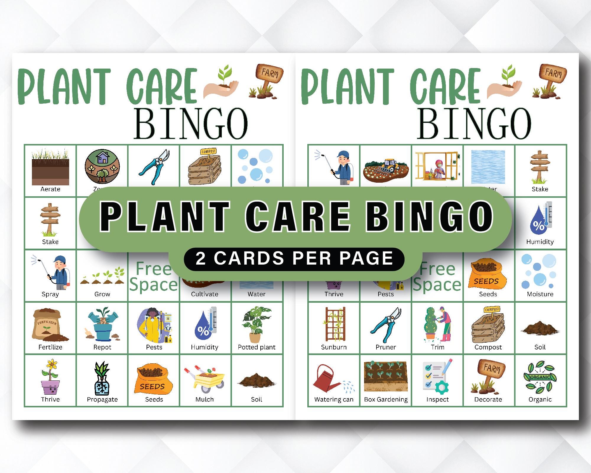 60 Plant Care Bingo Cards, Plant Care Game for Kids, Gardening Bingo ...