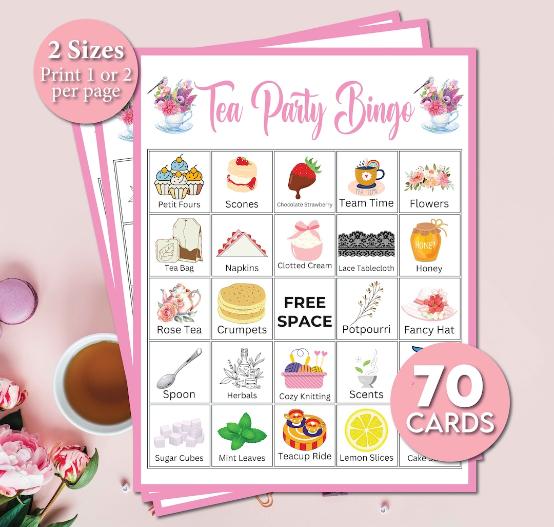 Tea Party Bingo, 70 Printable Tea Party Bingo Cards, Afternoon Tea ...