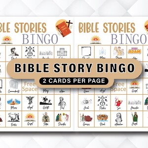 60 Bible Bingo Cards, Bible Stories Bingo, Sunday School Bingo, Bible ...