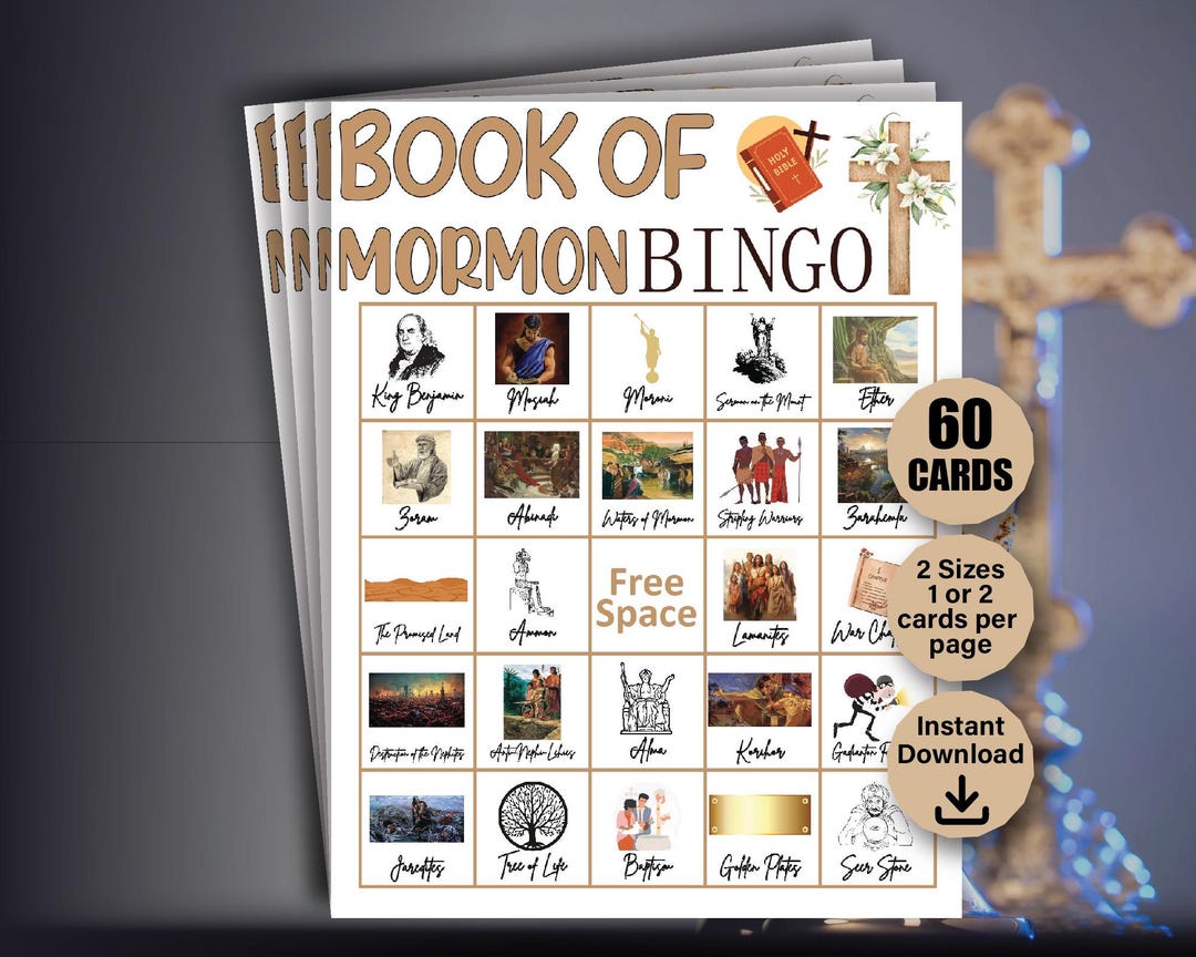 60 Book of Mormon Bingo Cards, LDS Bingo, Book of Mormon Games, Book of ...