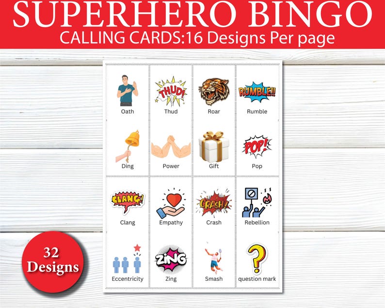 Superhero Bingo, 30 Superhero Bingo Cards, Kid's Printable Bingo Game ...