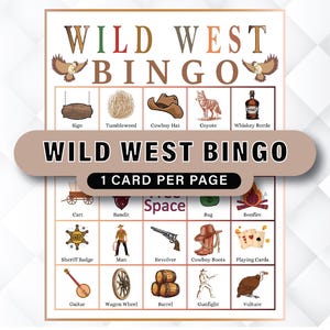 60 Wild West Bingo Cards, Bingo Games, Cowboy Bingo, Native American ...