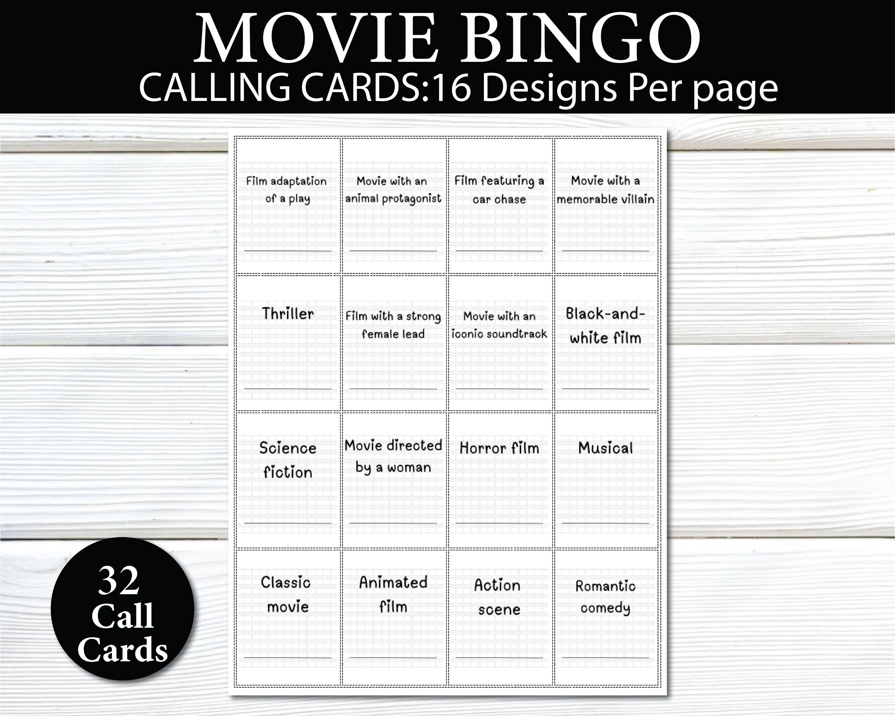 Movie Bingo Game, 30 Movie Bingo Cards, Movie Tracker Bingo, Movie ...