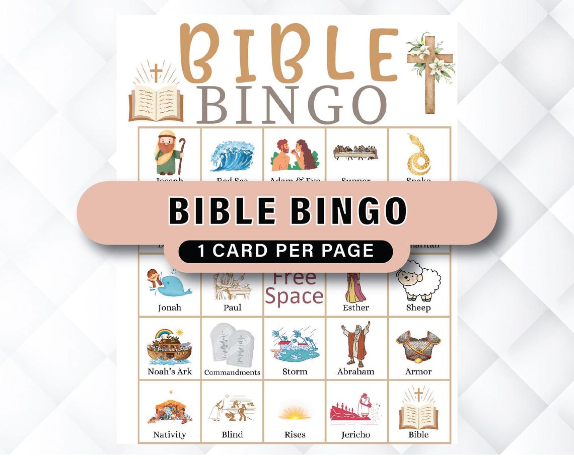 60 Bible Bingo Cards, Bible Stories Bingo, Sunday School Christian ...