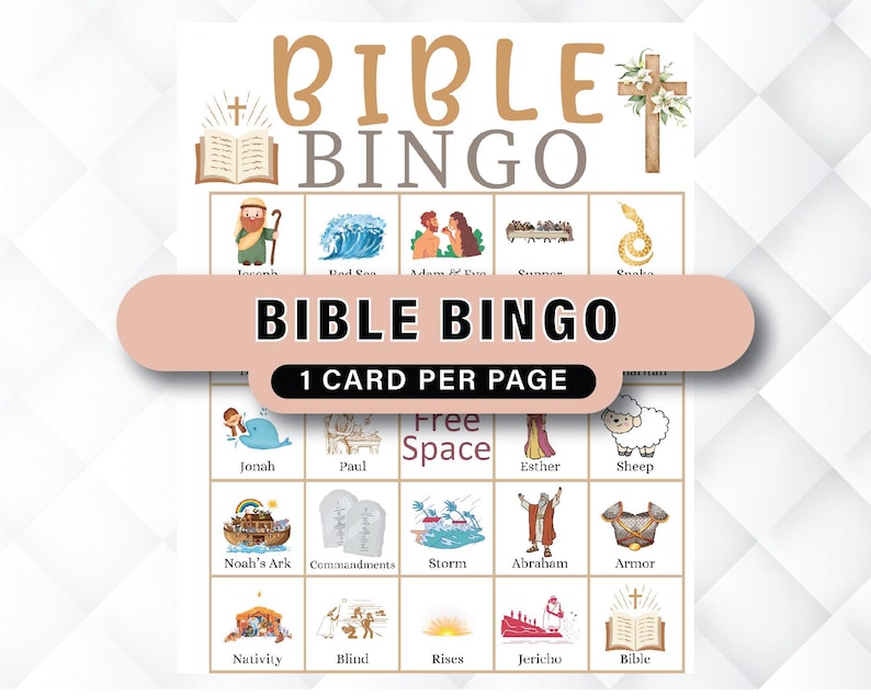 60 Bible Bingo Cards, Bible Stories Bingo, Sunday School Christian ...