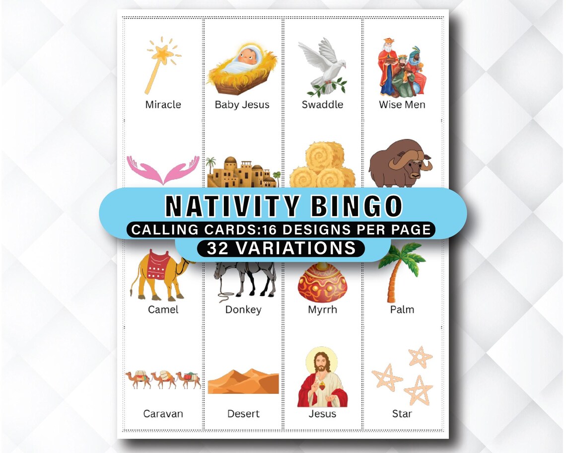 60 Nativity Bingo Cards, Christmas Nativity Bingo, Nativity Game ...