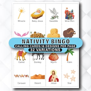 60 Nativity Bingo Cards, Christmas Nativity Bingo, Nativity Game ...