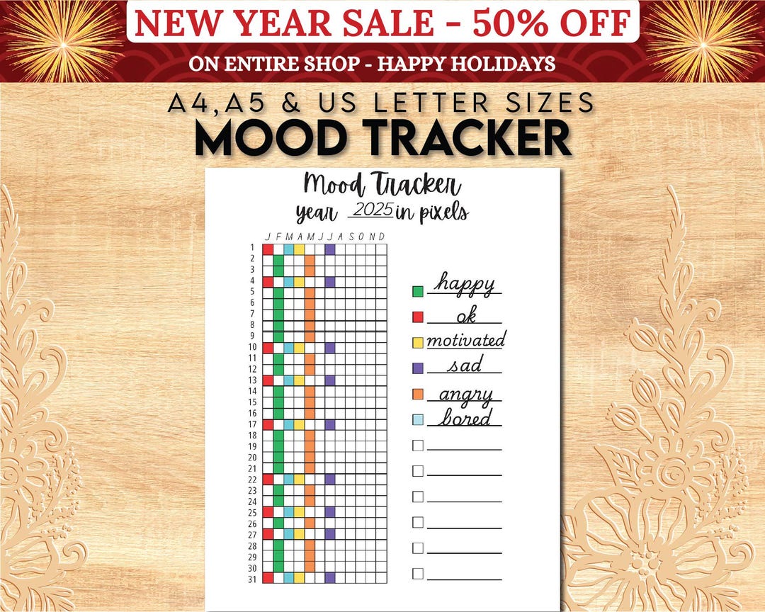 Monthly Mood Tracker Printable, Digital Mental Health Journal Pages ...