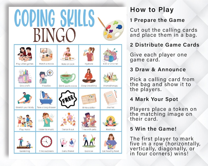 Coping Skills Bingo Game, 60 Mindfulness Bingo Cards, Classroom SEL ...