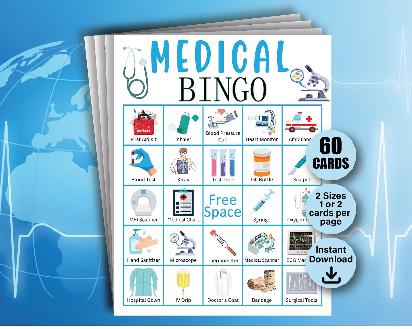 60 Medical Bingo Cards, Doctor Retirement Game, Nurse Bingo Games ...