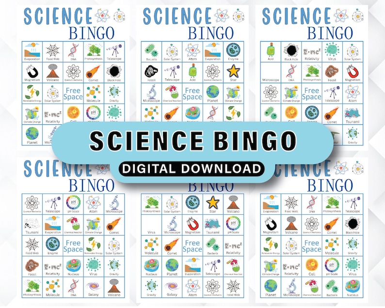 60 Printable Science Bingo Cards, Chemistry Bingo, Atomic Bingo, Mad ...