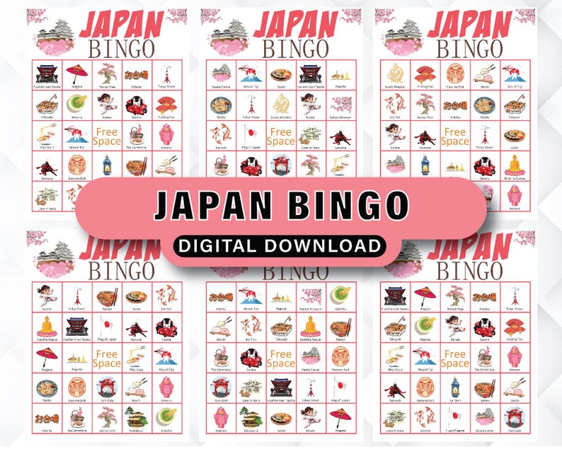 60 Japan Bingo Cards, Japan Travel Bingo, Asia Trip Vacation, Japanese ...
