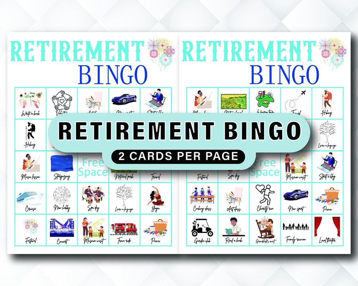 60 Retirement Bingo Cards, Retirement Activity, Retirement Party Game ...