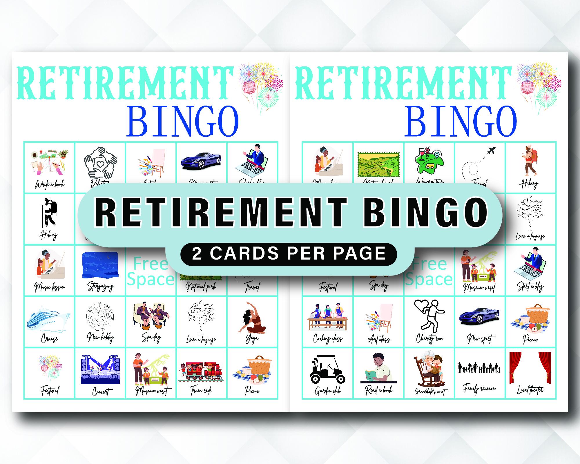 60 Retirement Bingo Cards, Retirement Activity, Retirement Party Game ...