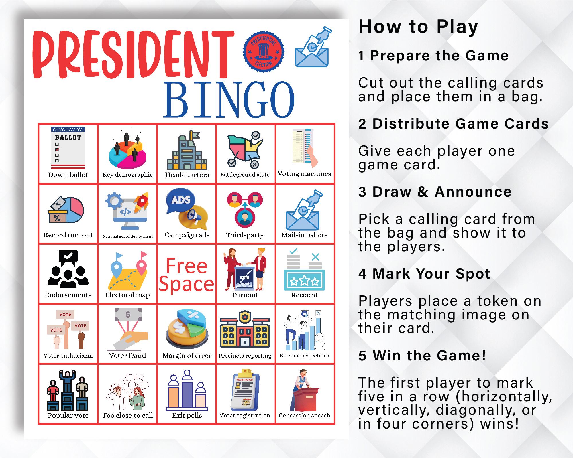 60 2024 Election Bingo Cards, Election Night Bingo, US Election Party ...