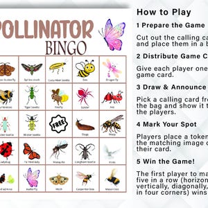 Pollinator Bingo 60 Cards, Nature Bingo Cards, STEM Game for Kids ...