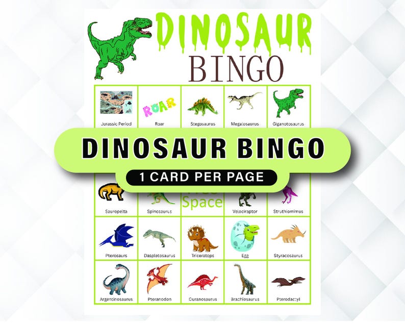 60 Dinosaur Bingo Cards, Dinosaurs Bingo Games, T-rex Party Activity ...