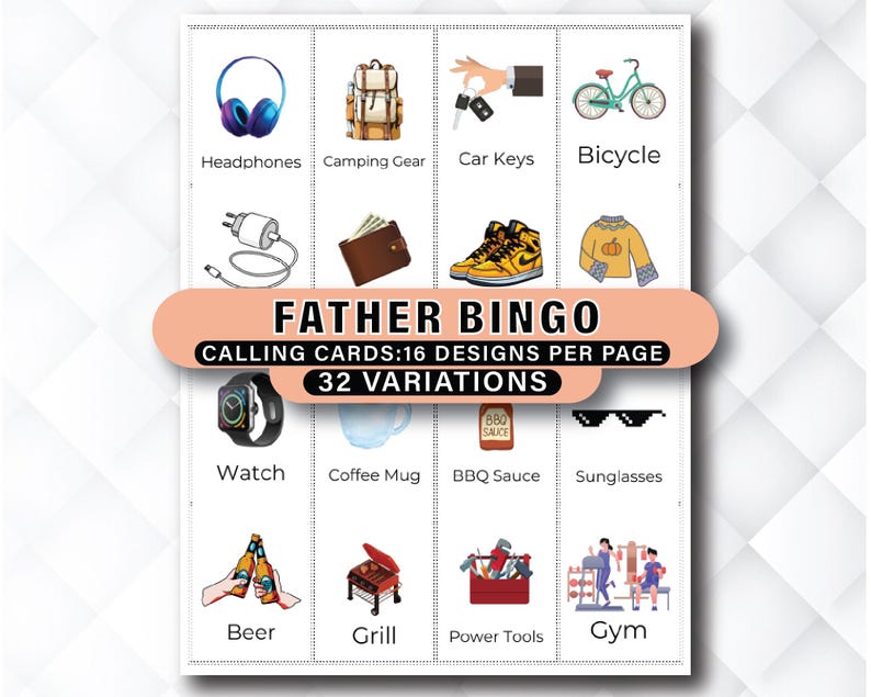 60 Happy Father's Day Bingo Cards, Father's Day Activity, Father's Day ...