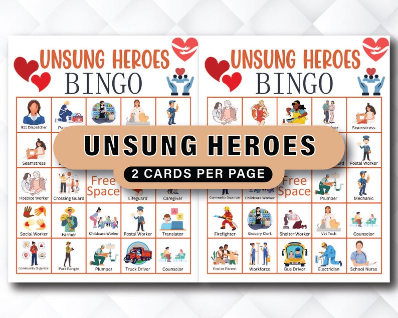 60 Unsung Heroes Bingo Card, Superheroes Bingo Games, Unsung Heroes ...