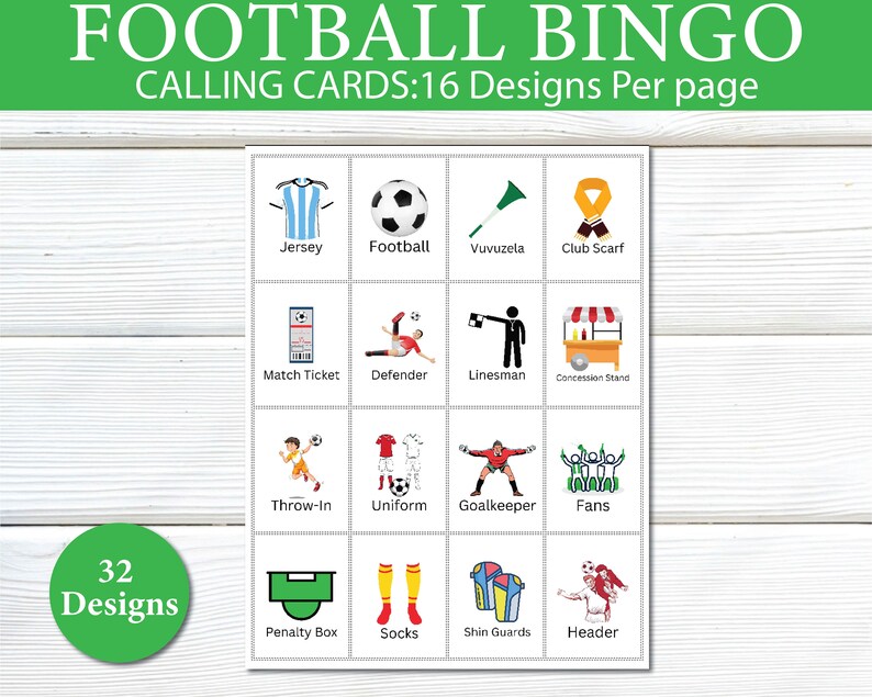 Football Bingo, 70 Unique Printable Football Bingo Cards, Football Part ...
