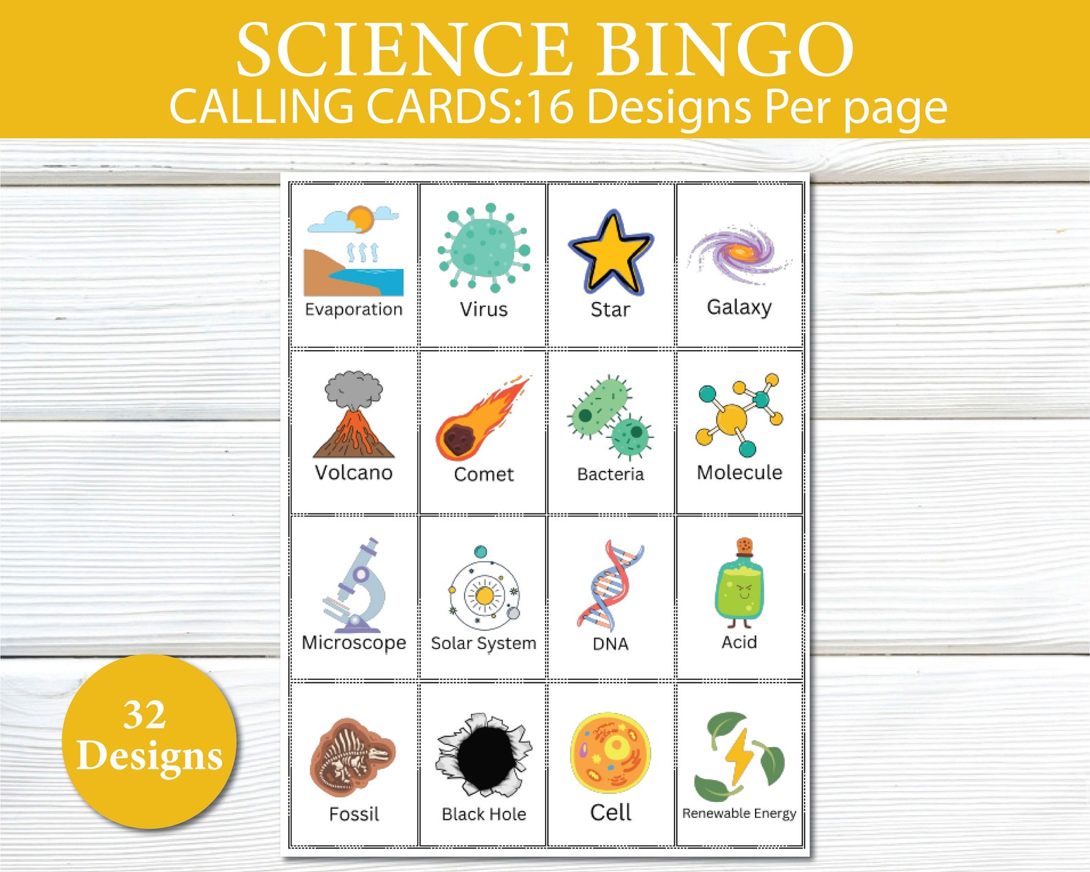 Science Bingo, 60 Printable Science Bingo Cards, Chemistry Bingo ...