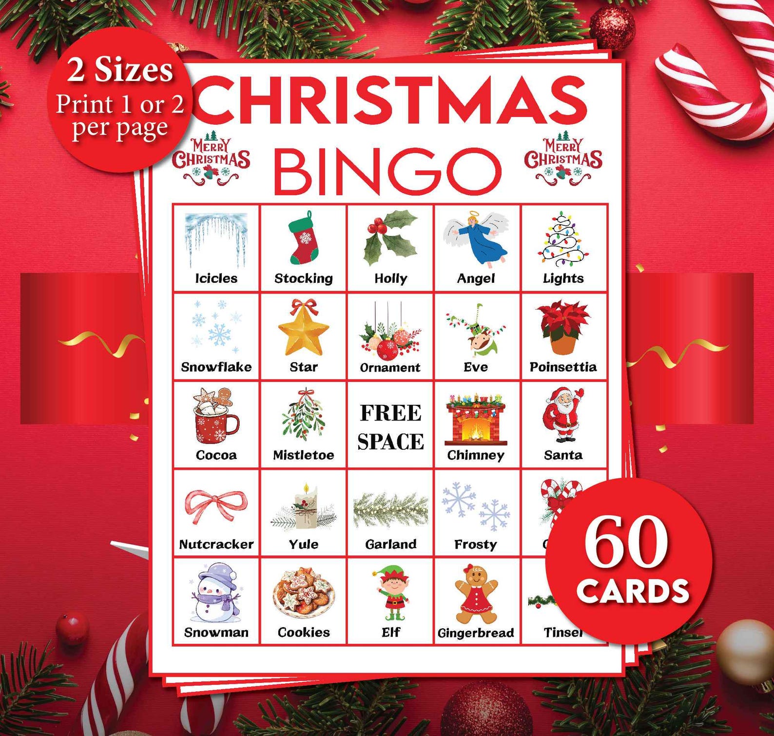 Christmas Bingo, Printable Christmas Bingo, Holiday Bingo, Christmas ...