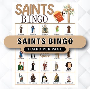 60 Catholic Saints Bingo Cards, All Saints' Day Party Game, Christian ...