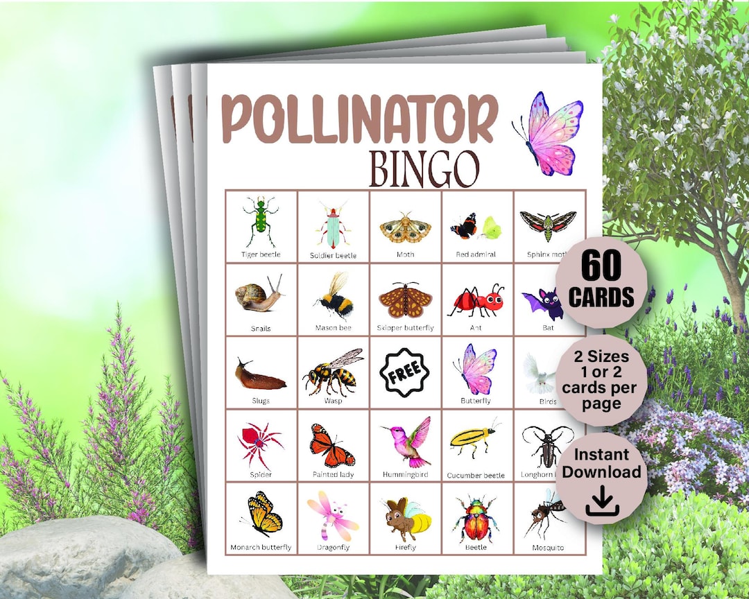 Pollinator Bingo 60 Cards, Nature Bingo Cards, STEM Game for Kids ...