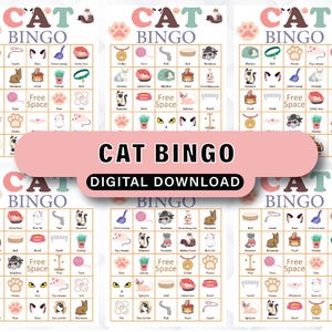 60 Cat Bingo Cards, Kitten Bingo, Kitty Party Game, Pets Classroom ...