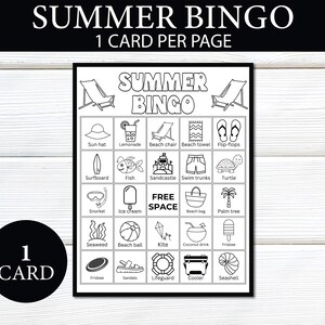 Summer Bingo, 40 Summer Bingo Cards, Summer Game, Kid's Printable Bingo ...