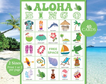 Hawaii Bingo, 30 Hawaii Bingo Cards, Luau Bingo, Aloha Bingo, Luau ...