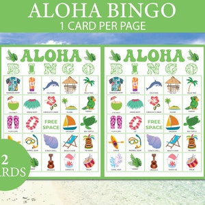 Aloha Bingo, Luau Bingo, Hawaiian Bingo, Luau Birthday Party, 30 ...