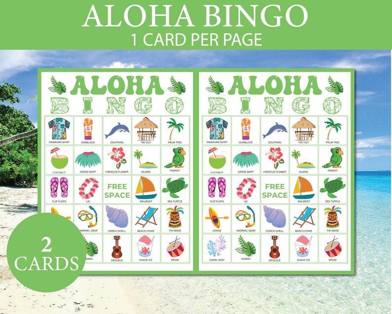 Aloha Bingo, Luau Bingo, Hawaiian Bingo, Luau Birthday Party, 30 ...
