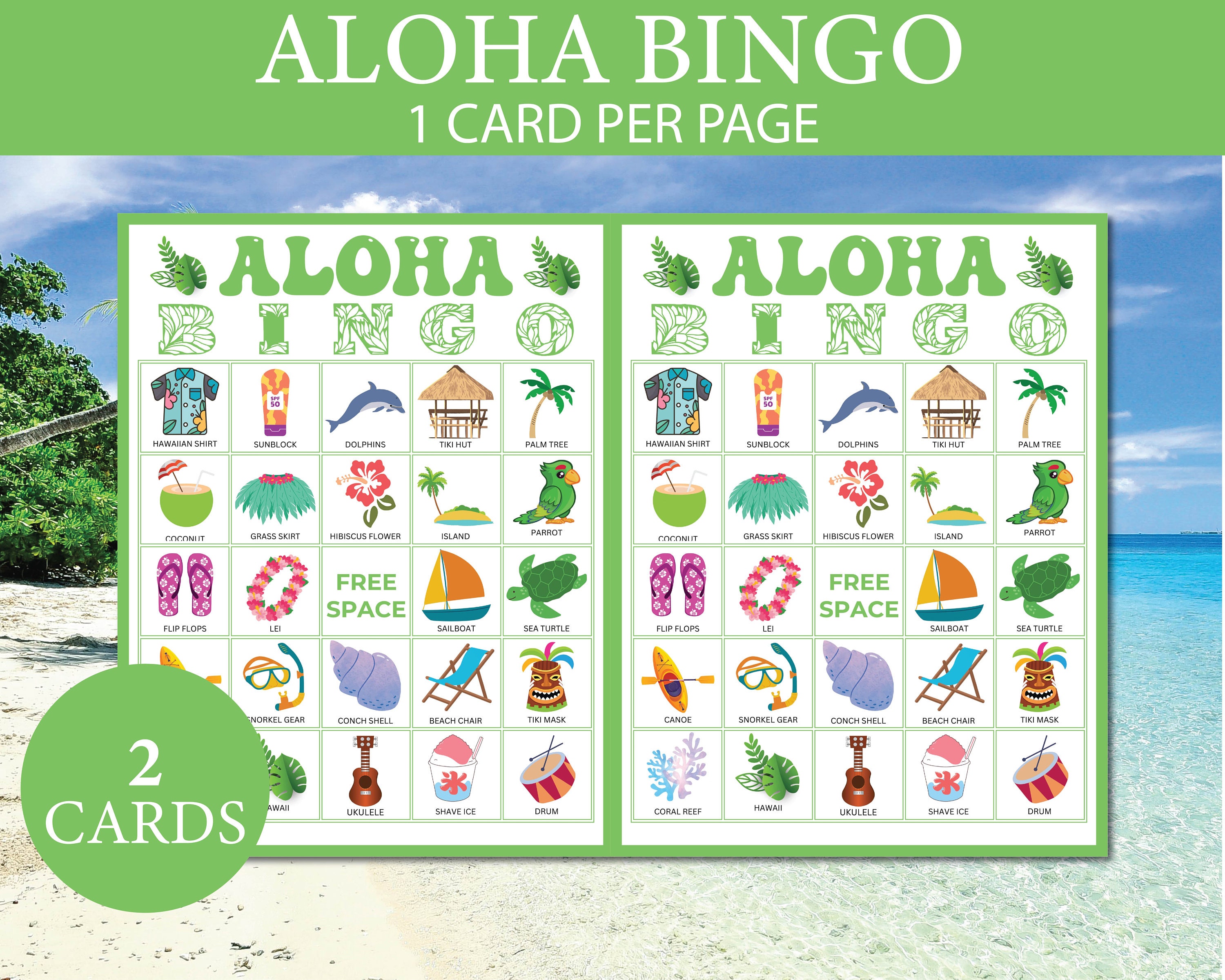 Aloha Bingo, Luau Bingo, Hawaiian Bingo, Luau Birthday Party, 30 ...