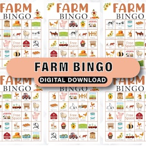 60 Farm Bingo Cards, Farm Bingo Game, Farm Party Game, Barnyard ...