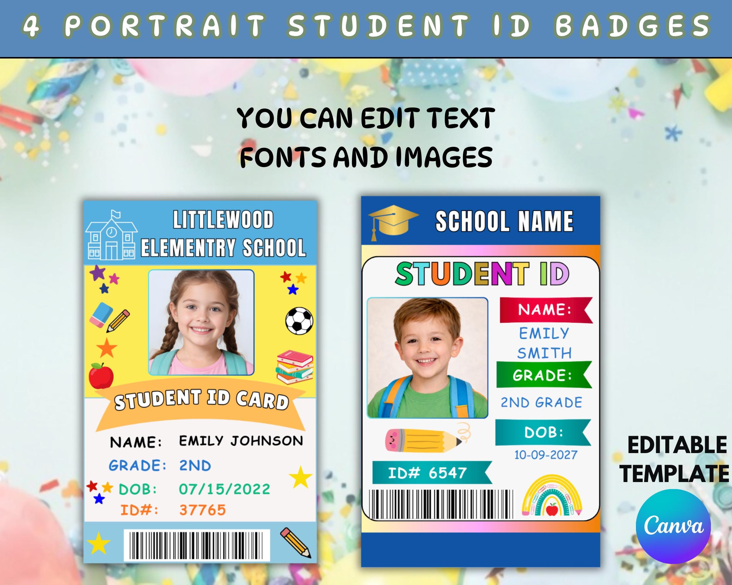 Student ID Card Printable, Editable Homeschool ID Badge for Pretend ...