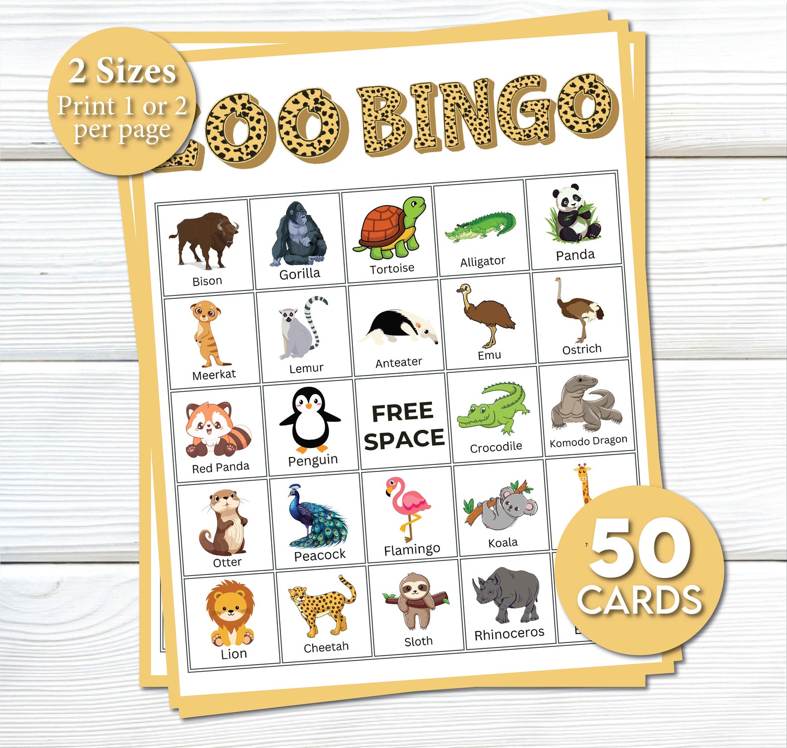 Zoo Bingo, 50 Printable Zoo Bingo Cards, Zoo Birthday Bingo, Animal ...