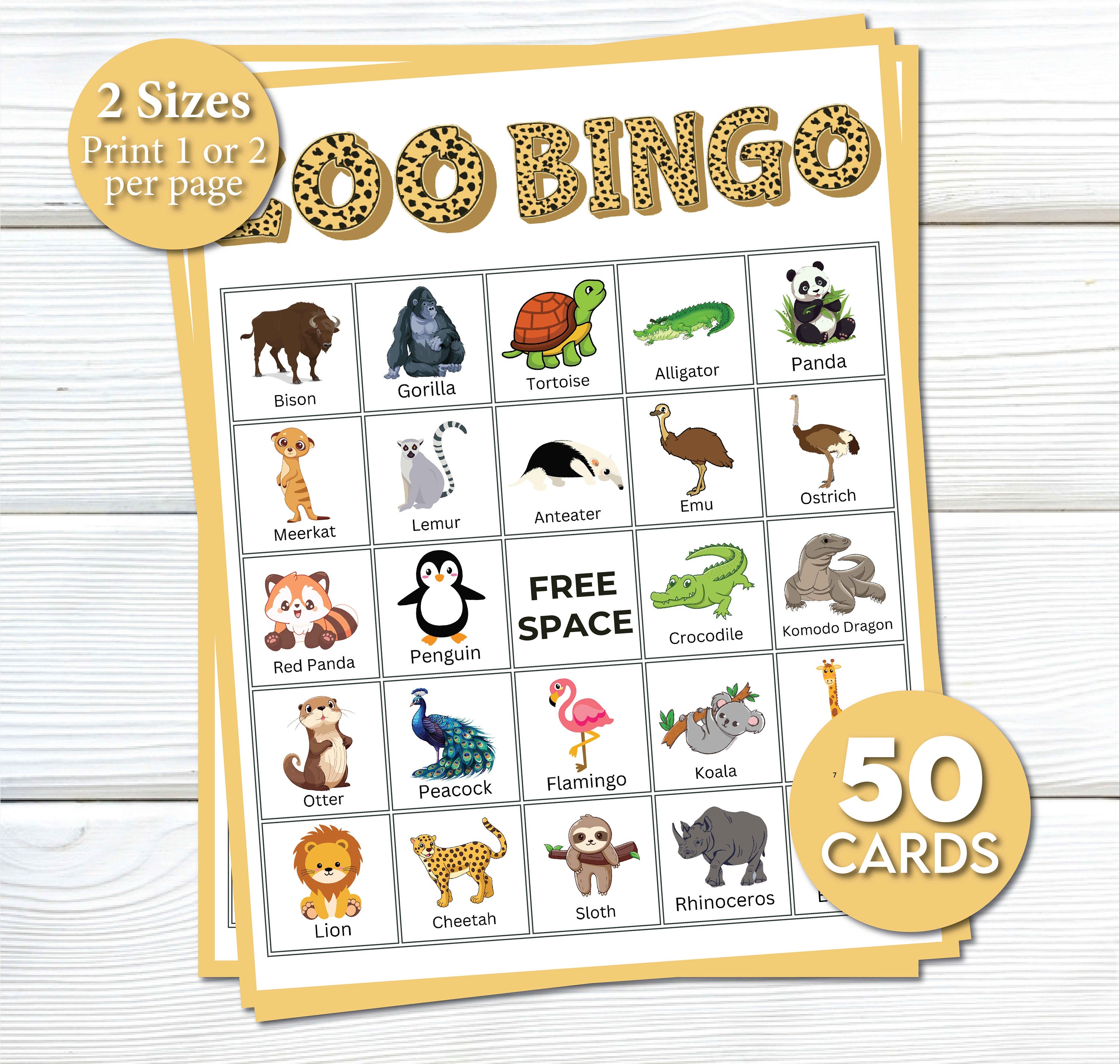Zoo Bingo, 50 Printable Zoo Bingo Cards, Zoo Birthday Bingo, Animal ...
