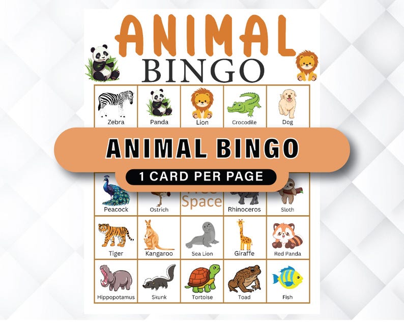 60 Animal Bingo Cards, Animal Birthday Bingo, Pet Animal Bingo, Zoo ...