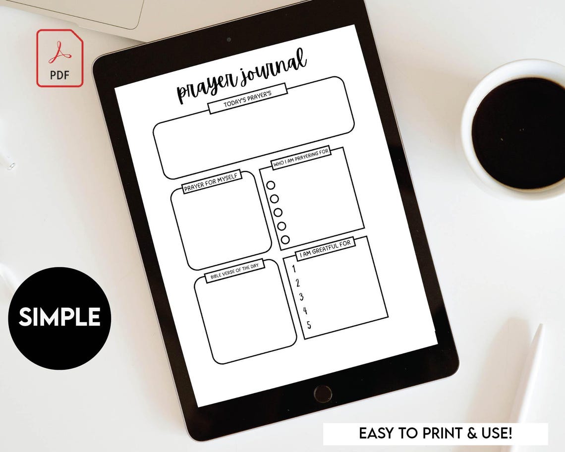 Prayer Journal Printable, Digital Bible Study Journal, Reflection Notes ...