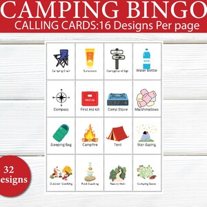 50 Camping Bingo Card Printable Game, Camping Party Game, Forest Nature ...