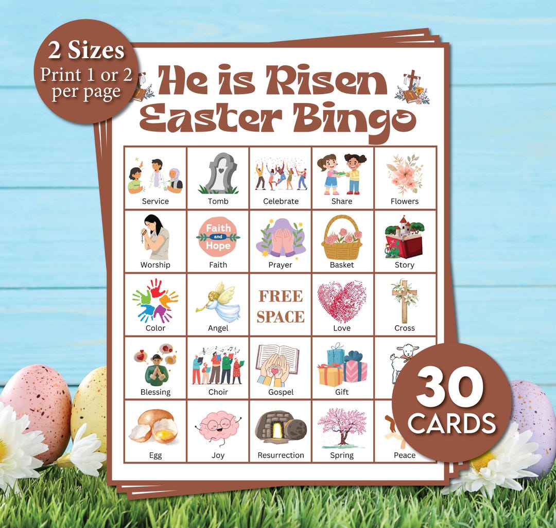 30 Christian Preschool Easter Bingo Cards, Resurrection Bingo, Easter ...