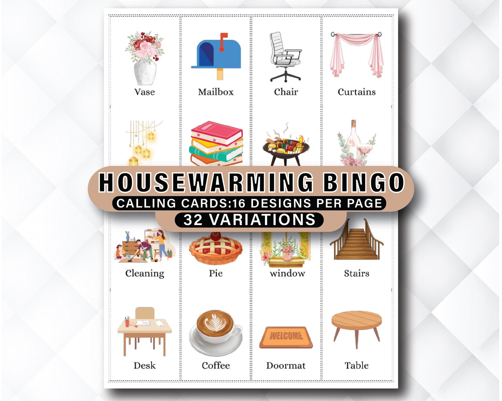 60 Housewarming Bingo Cards, New Home Celebration, New House Party Game ...
