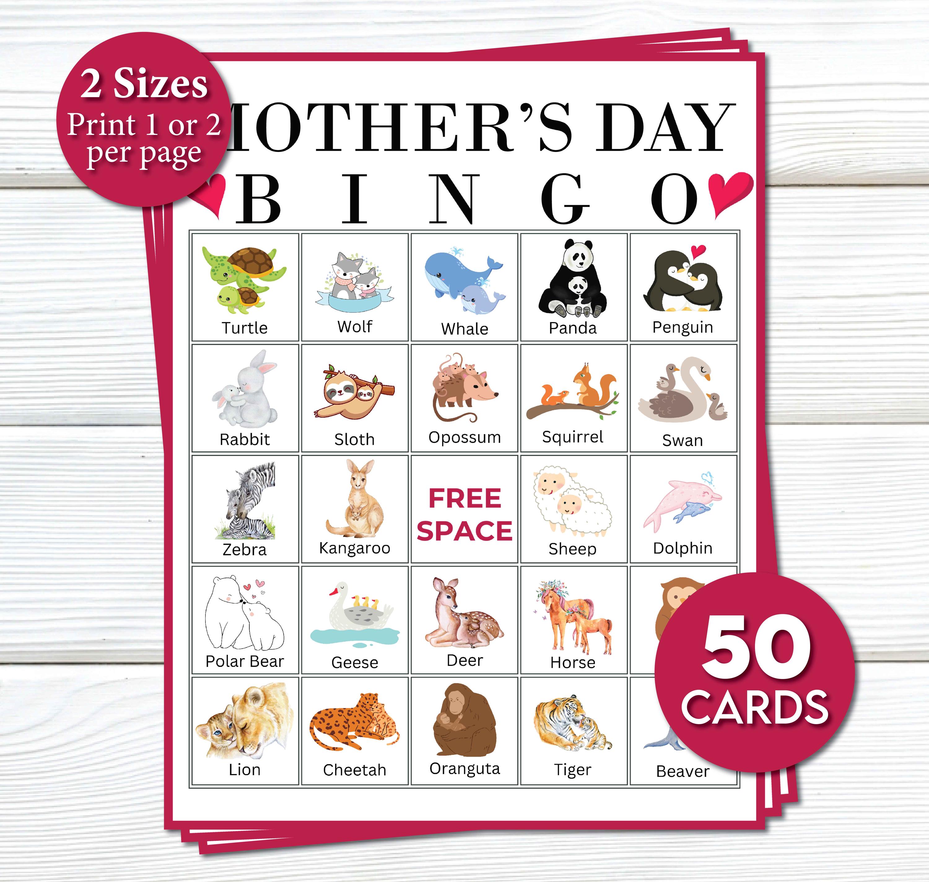 Printable Mother's Day Bingo, 50 Mother's Day Bingo Cards, Kids Mother ...