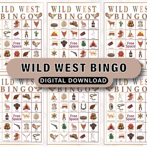60 Wild West Bingo Cards, Bingo Games, Cowboy Bingo, Native American ...