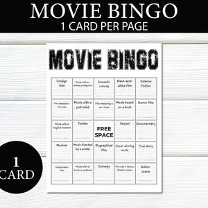 Movie Bingo Game, 30 Movie Bingo Cards, Movie Tracker Bingo, Movie ...