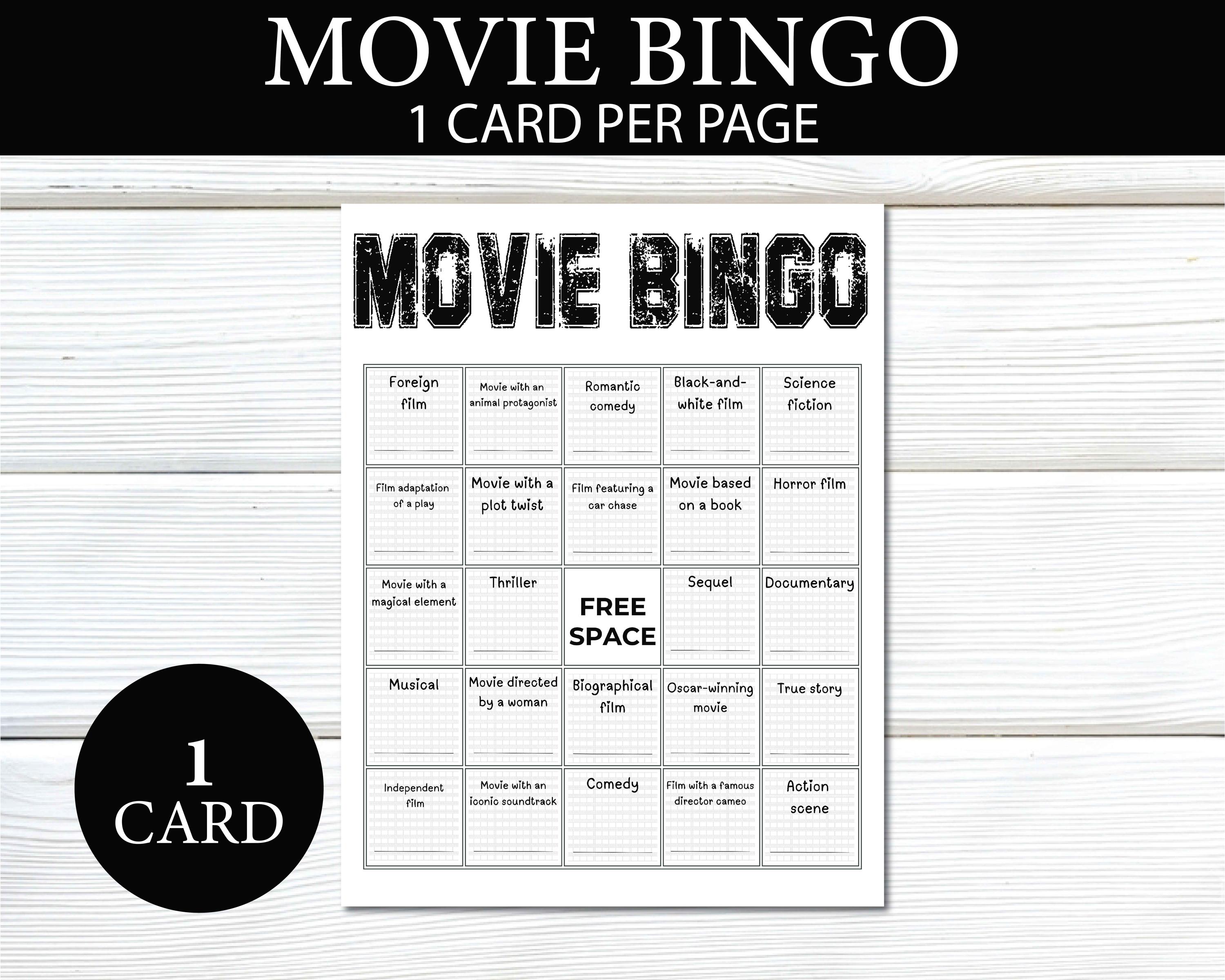 Movie Bingo Game, 30 Movie Bingo Cards, Movie Tracker Bingo, Movie ...