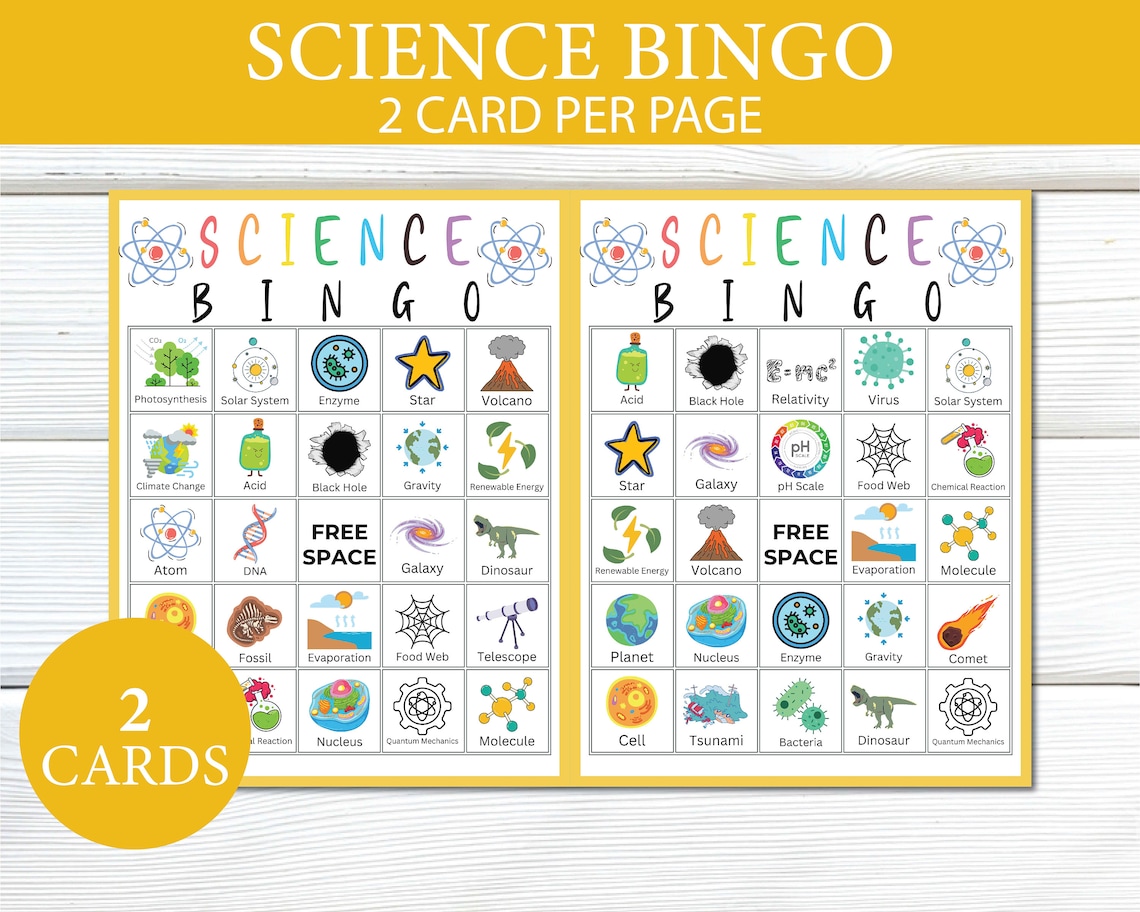 Science Bingo, 60 Printable Science Bingo Cards, Chemistry Bingo ...