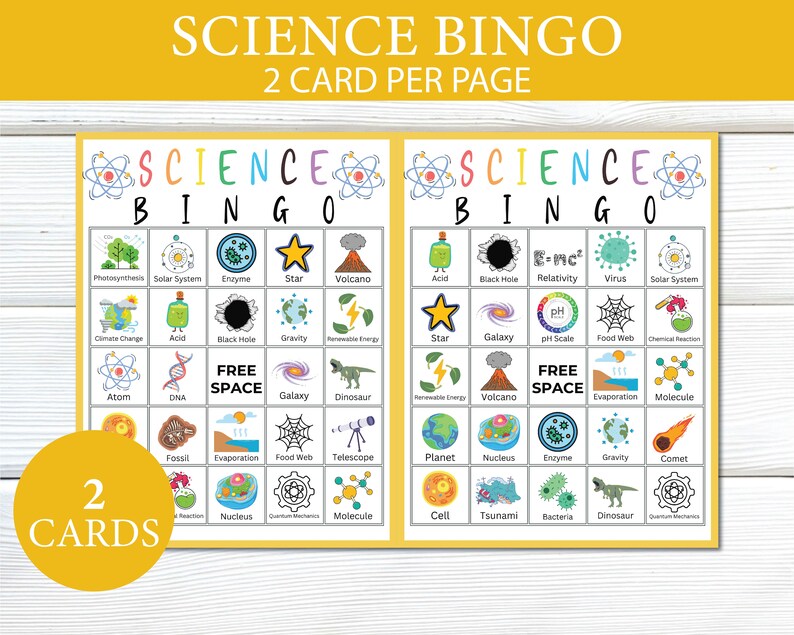 Science Bingo, 60 Printable Science Bingo Cards, Chemistry Bingo ...