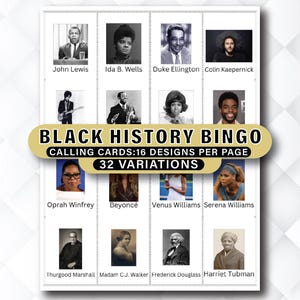 60 Black History Bingo Cards, Black History Month Bingo Game, Black ...